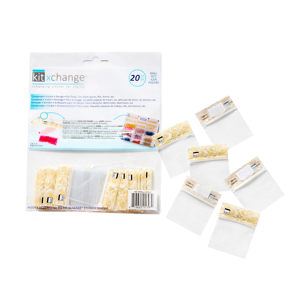 SMALL BAGGIES-GOLD (1.6" x 2.0" capacity) Storage Baggies for Craft Su ...